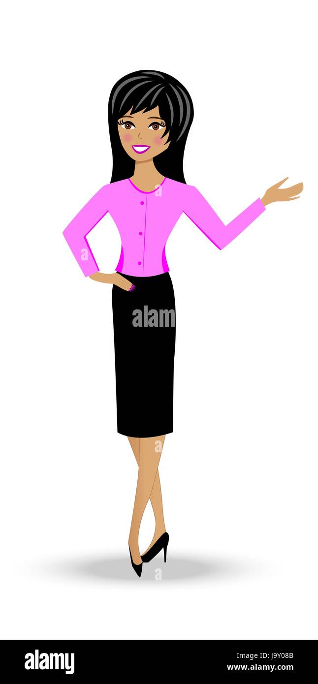 beautiful slender woman in business suit on white background, vector ...