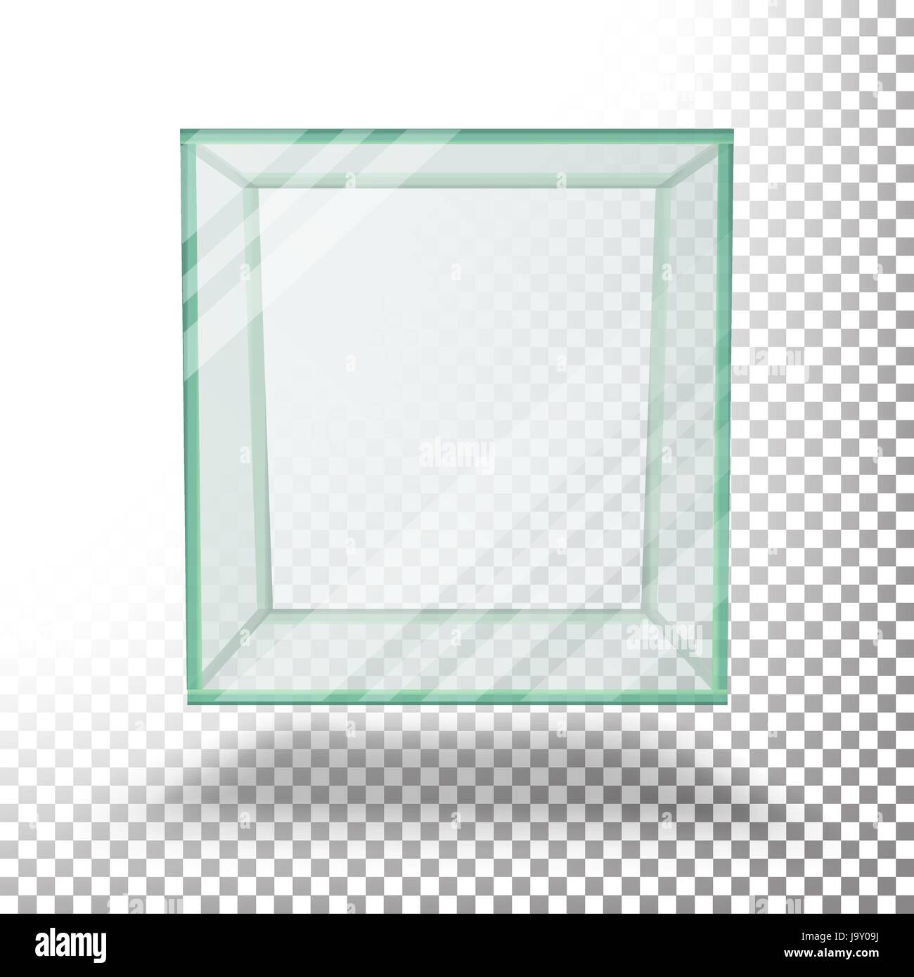 Empty Transparent Glass Box Cube Vector. Realistic Cube Stock Vector ...