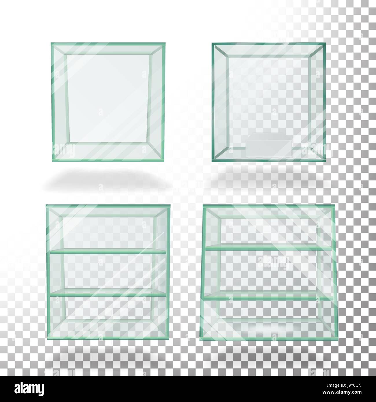 Empty Transparent Glass Box Cube Vector. Realistic Cube Stock Vector ...