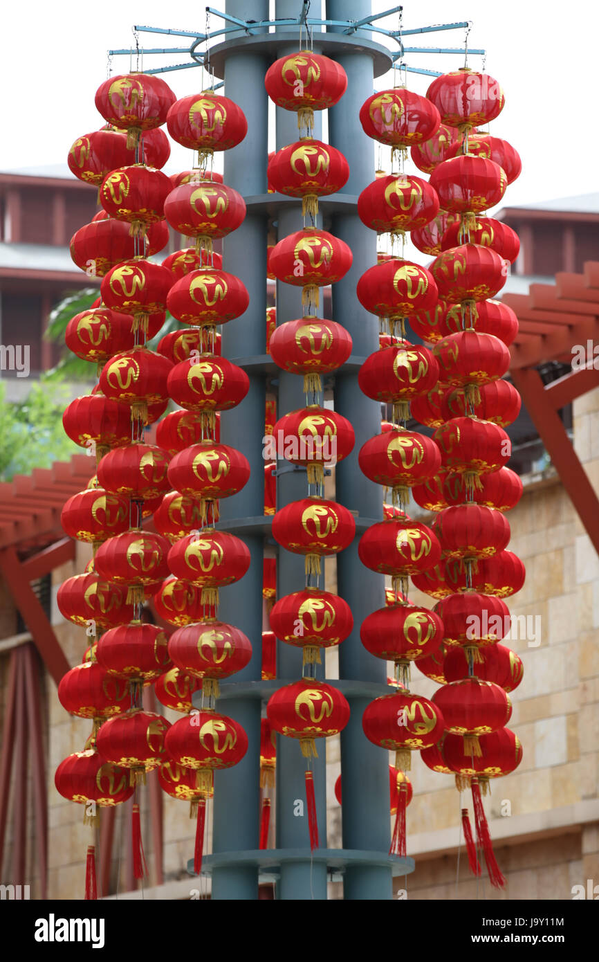 Bright red traditional Chinese lanterns, Singapore, South East Asia ...