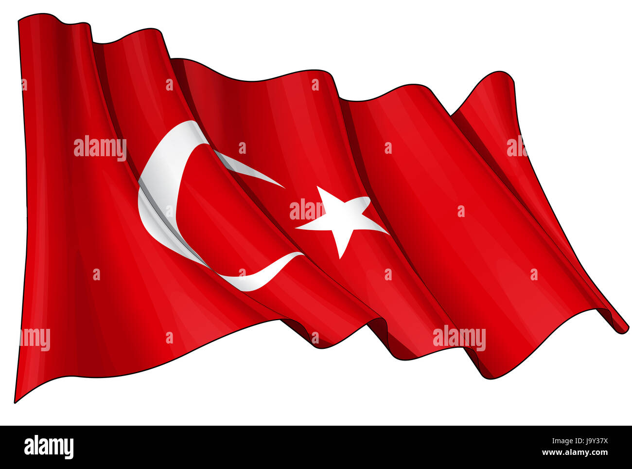 flag, turkey, turkish, asia minor, emblem, asia, europe, illustration ...
