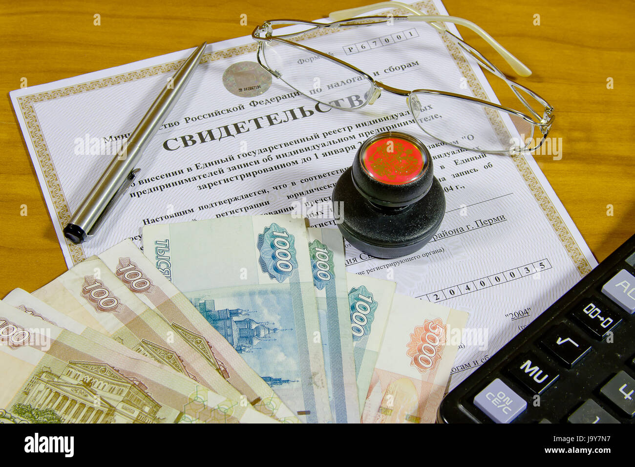 business still life with the certificate of individual businessman ...