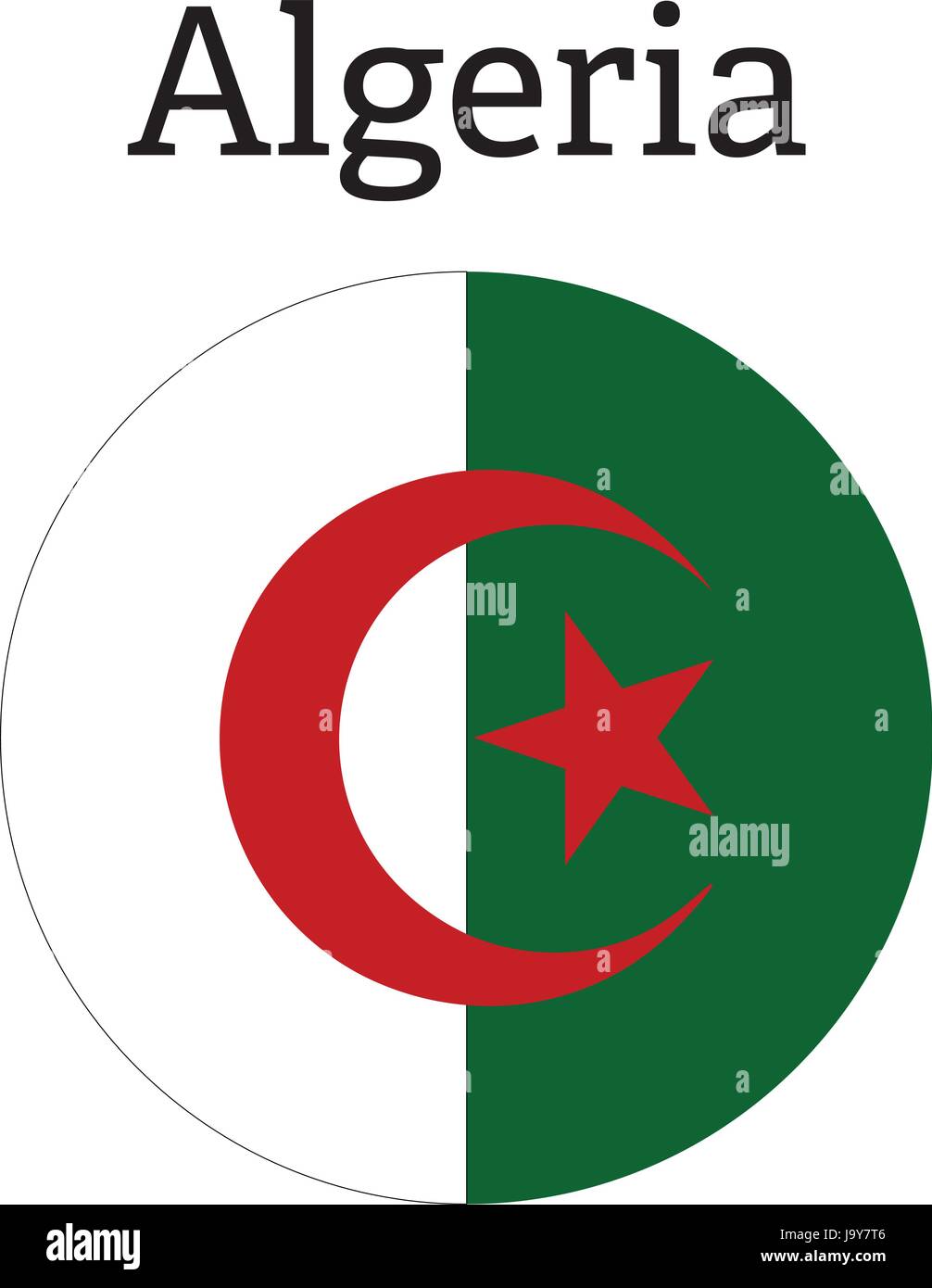 Vector illustration Algeria flag vector icon. Round national flag of ...