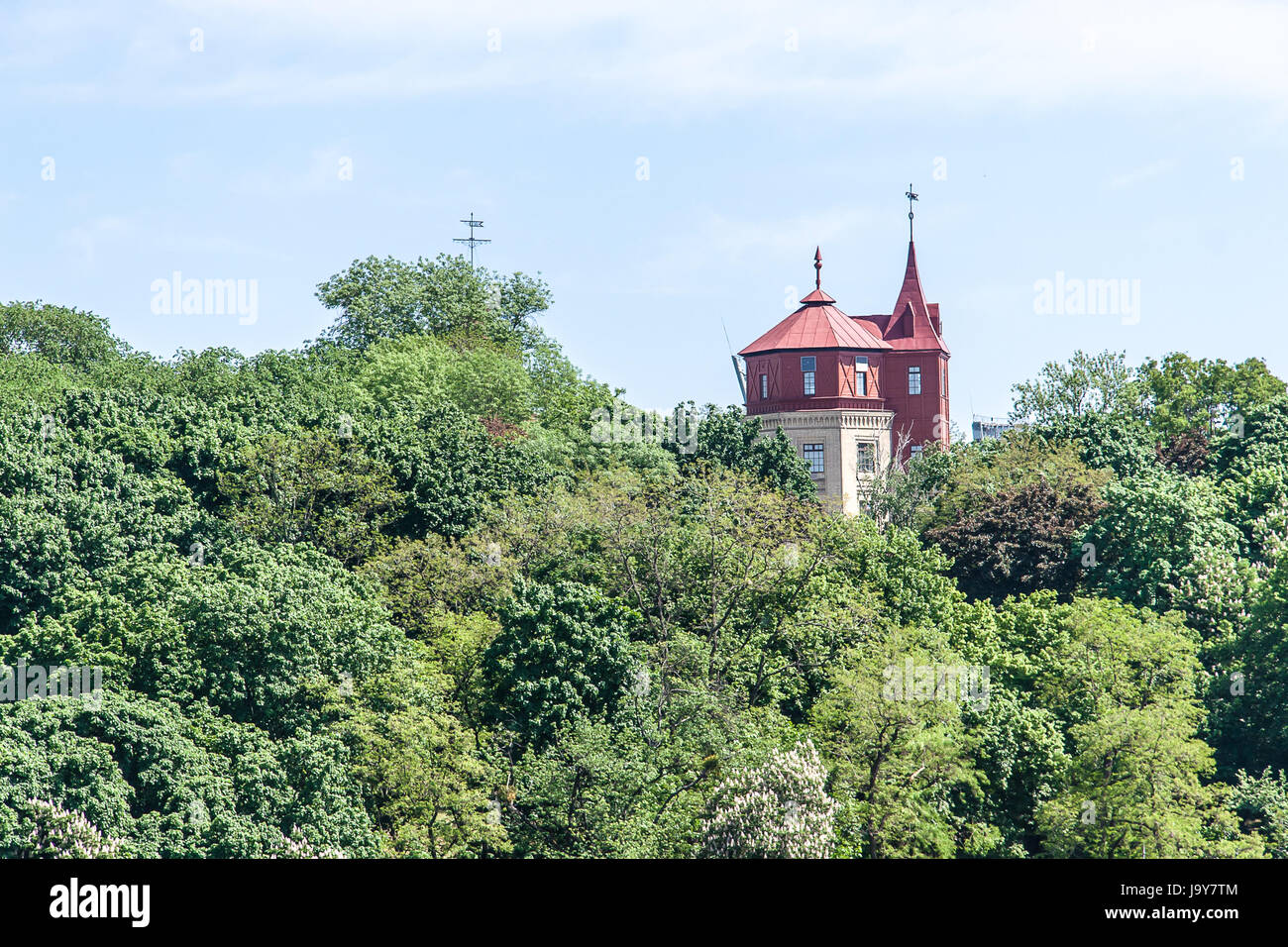 blue, house, building, tower, city, town, tree, horizon, modern ...