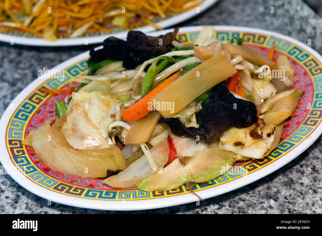 closeup, green, asiatic, plate, traditional, noodles, vegetable, spicy ...