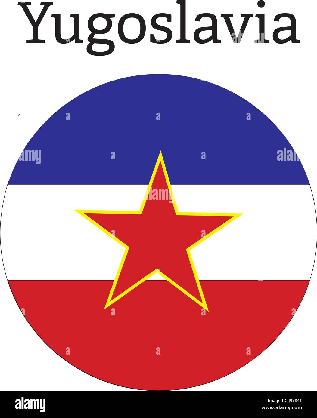 Round glossy Button with flag of Yugoslavia with the reflection of ...