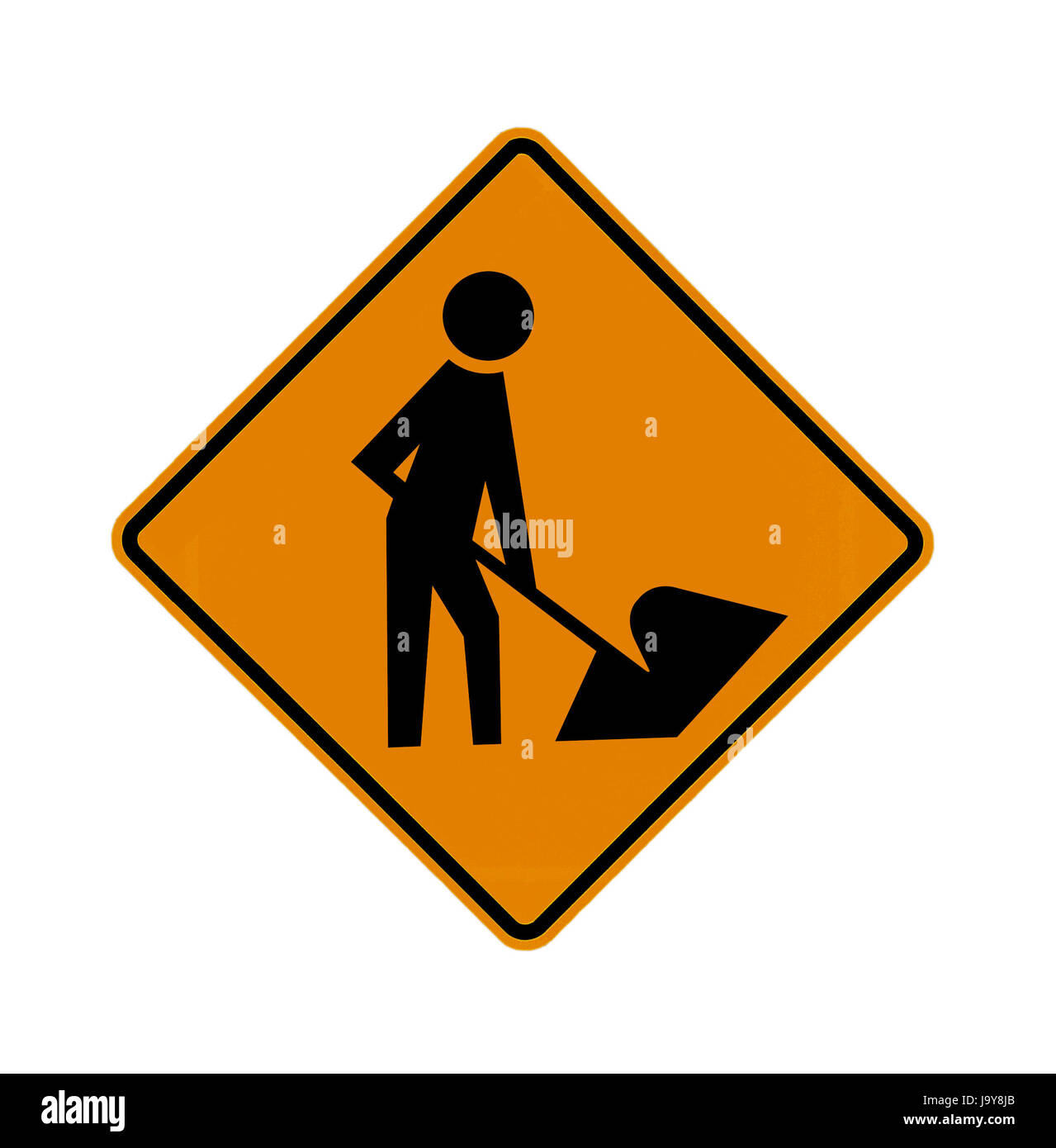road sign - construction worker Stock Photo - Alamy