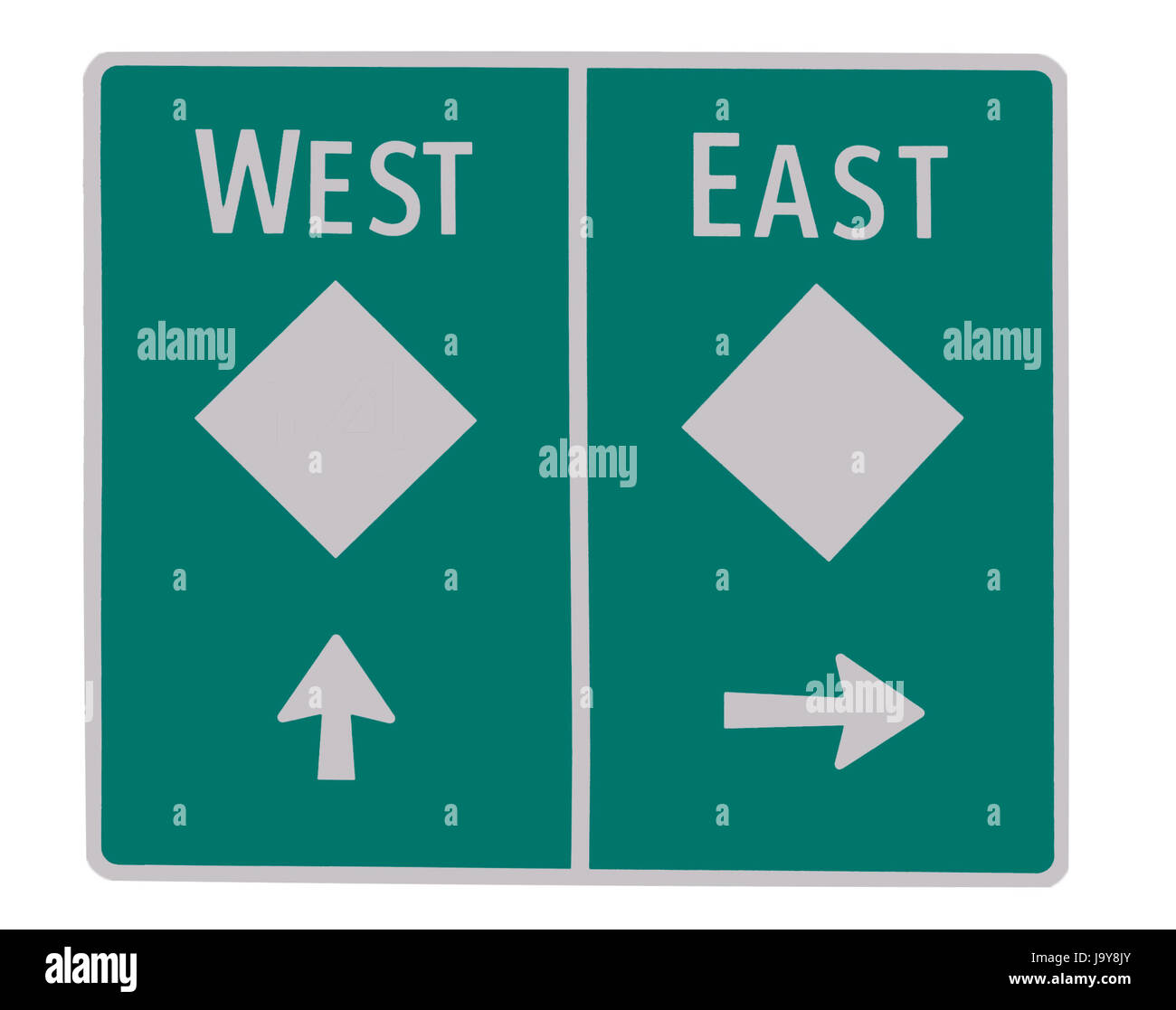 Green highway road sign Cut Out Stock Images & Pictures - Alamy