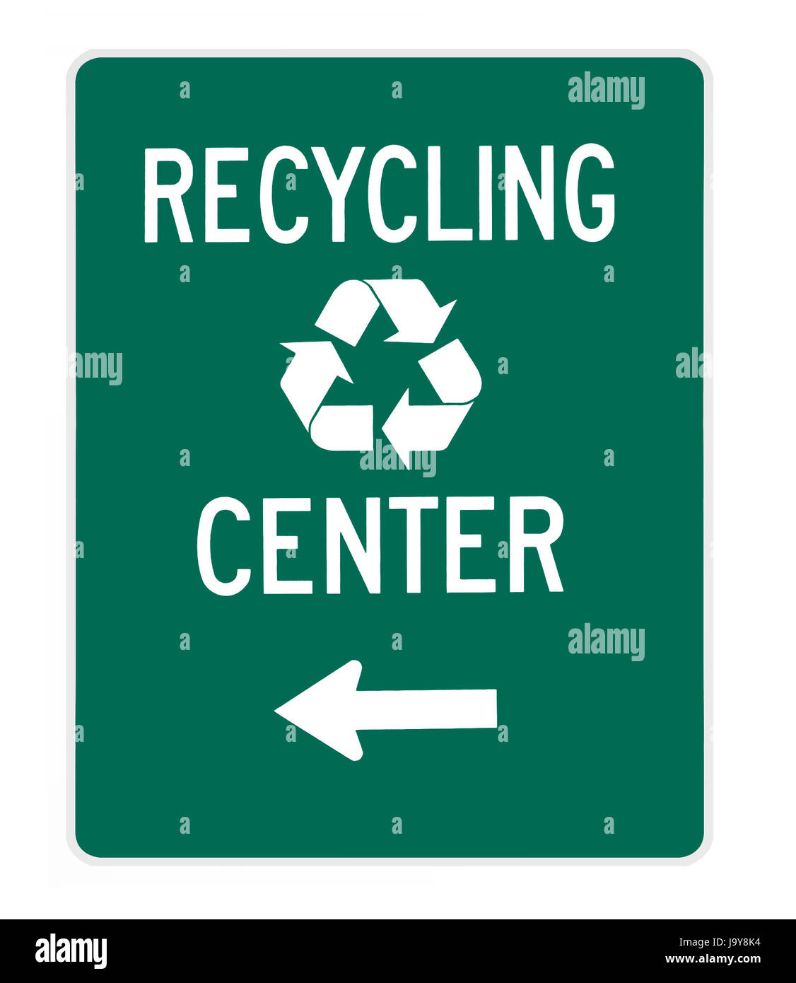 road sign - recycling center green Stock Photo - Alamy