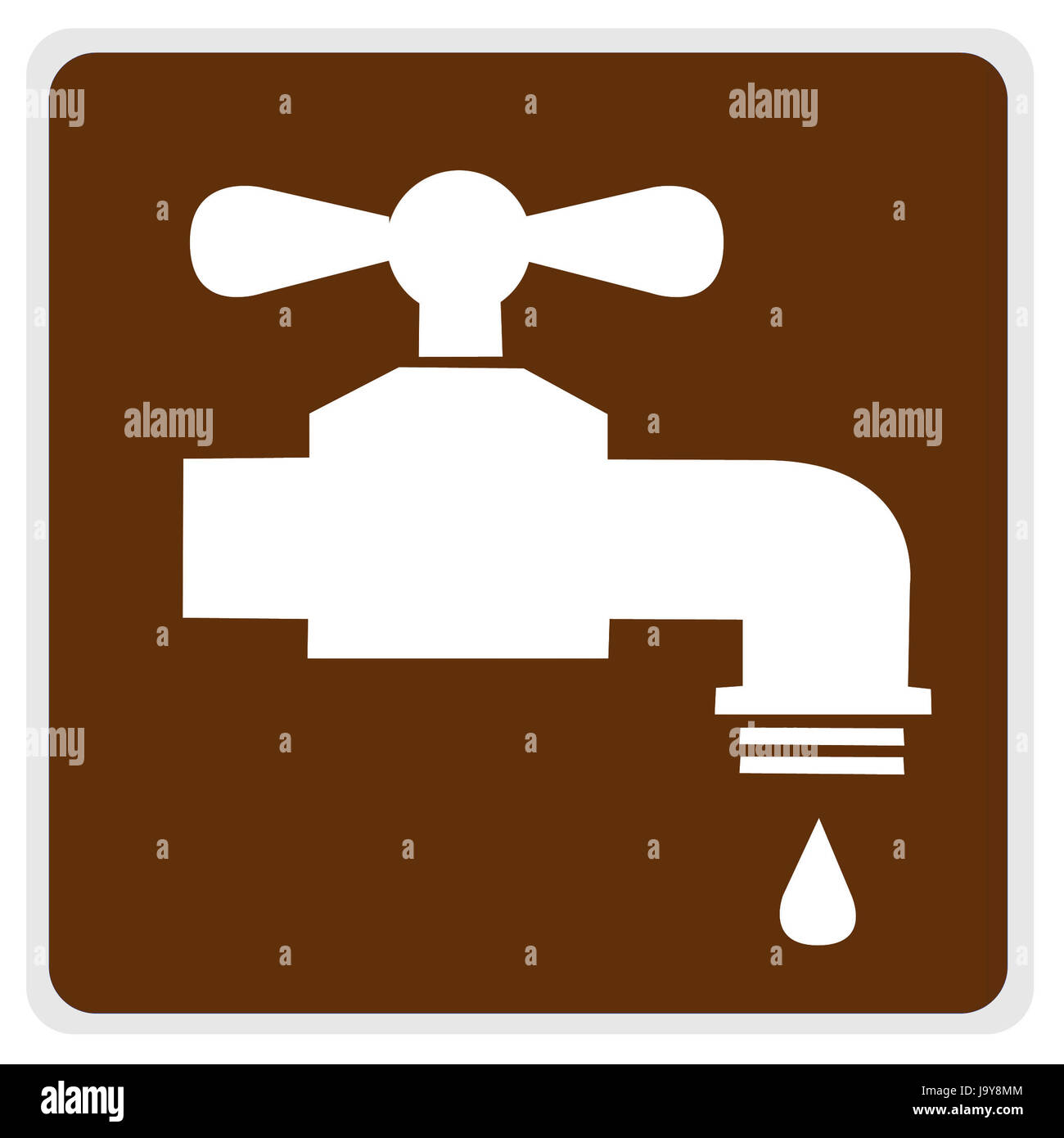road sign - water, white on brown with path Stock Photo - Alamy