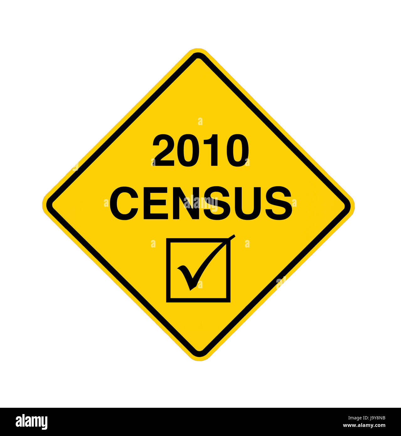 road sign - 2010 census, black on yellow Stock Photo - Alamy
