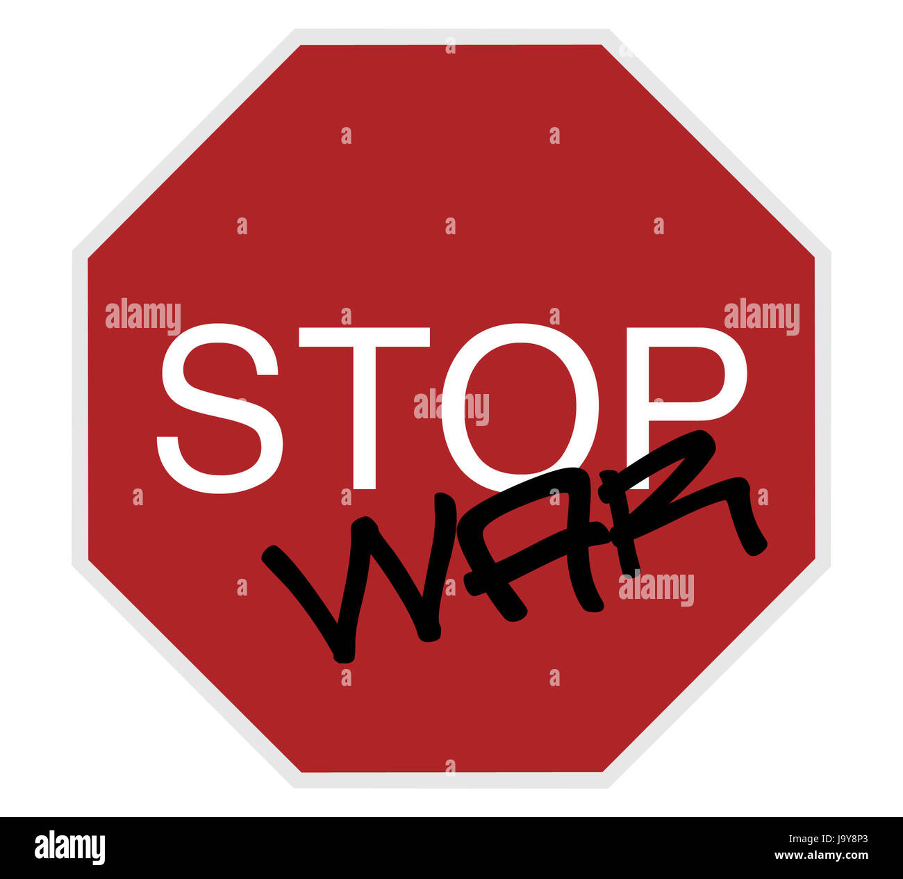 stop sign - stop war black and white on red isolated Stock Photo - Alamy