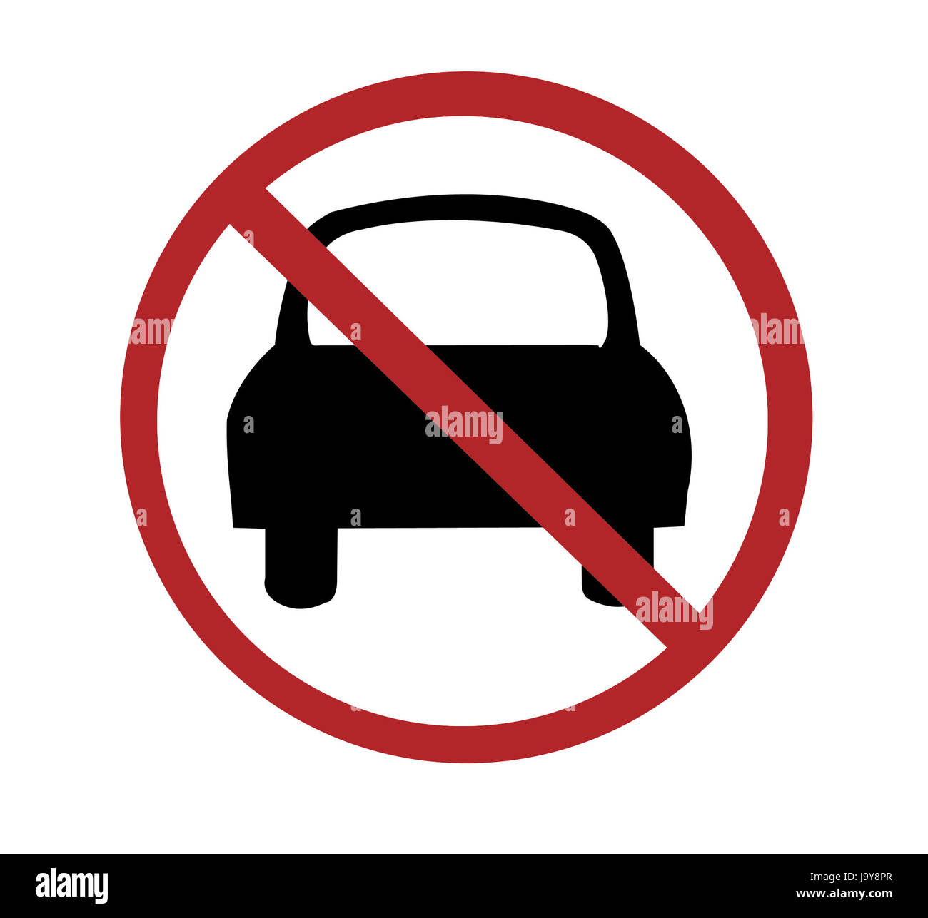 sign - no cars, red and black on white Stock Photo - Alamy