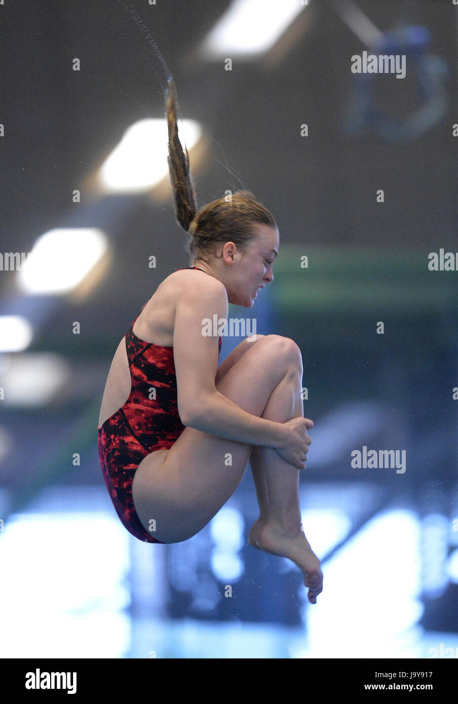 Emily Martin competing in the 10m platform during the British Diving ...