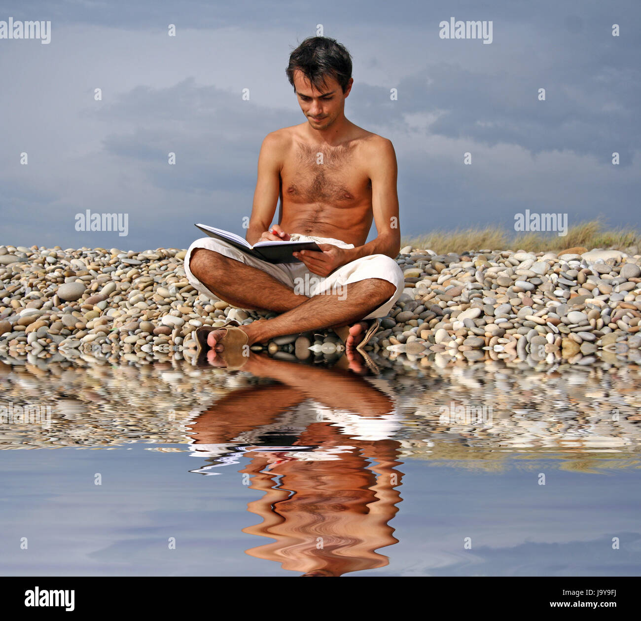 beach, seaside, the beach, seashore, book, man, study, education, model ...