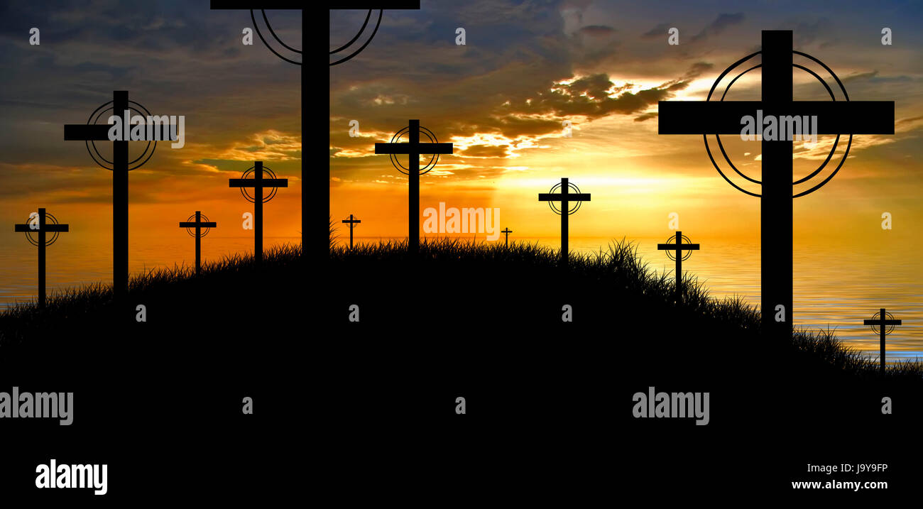 cross silhouette and the clouds at sunset Stock Photo - Alamy
