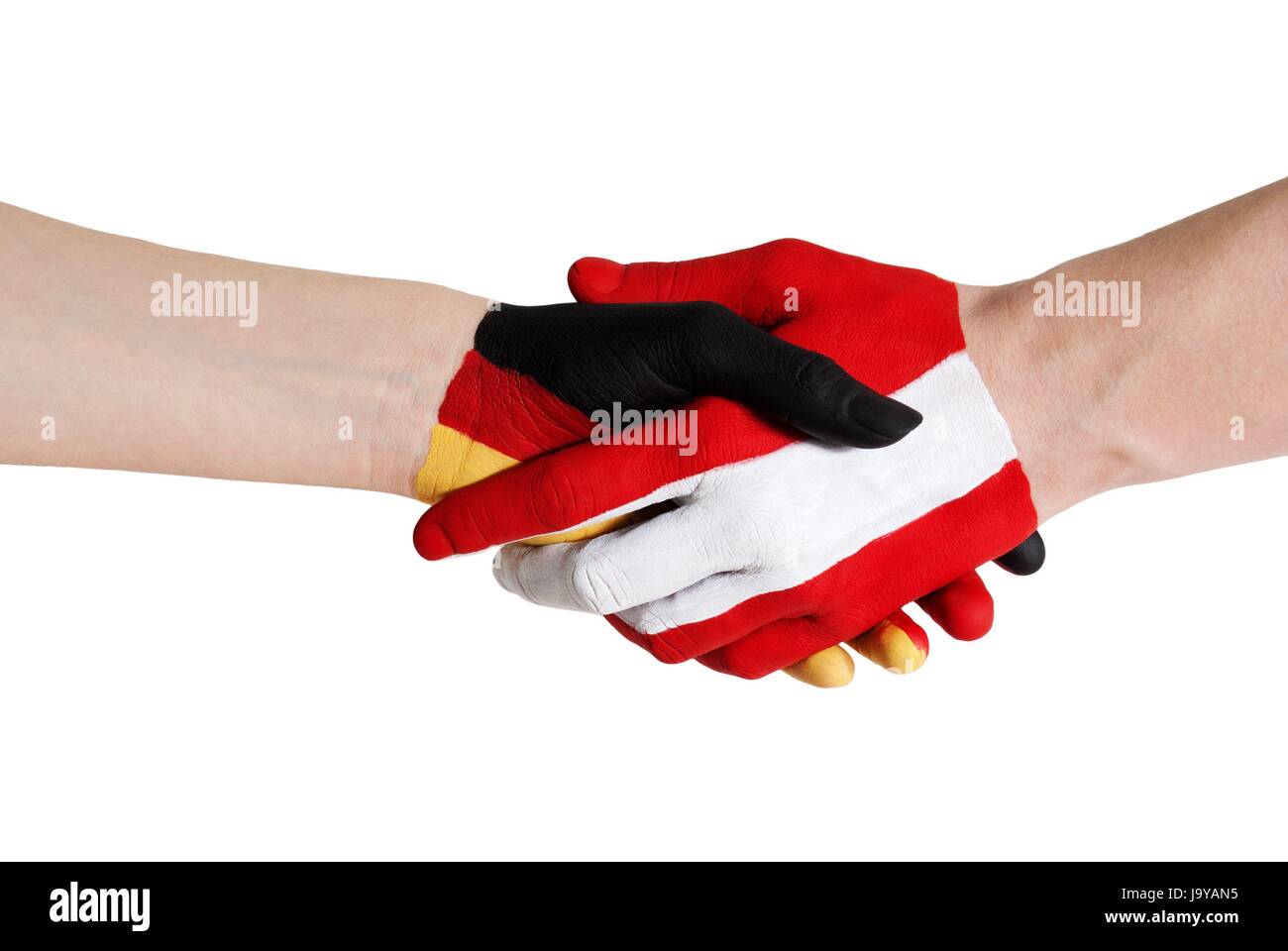 a handshake between germany and austria, isolated Stock Photo - Alamy