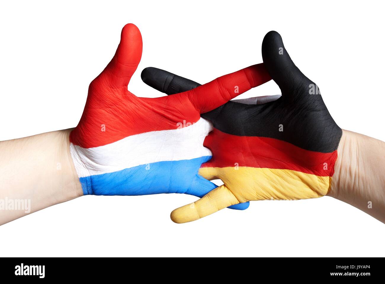 hands symbolizing the relation between dutch and germany Stock Photo ...