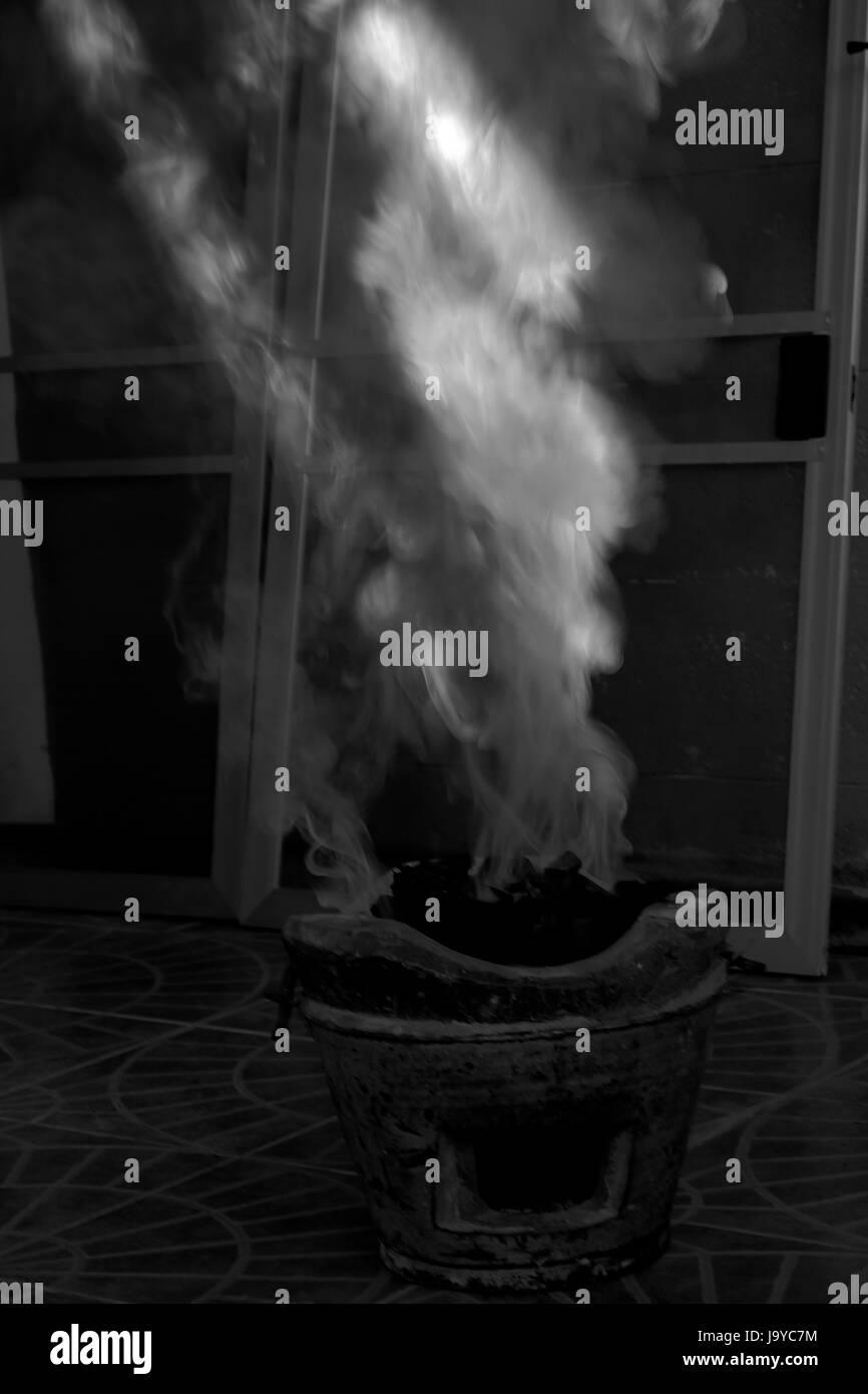 Burning charcoal fire Black and White Stock Photos & Images - Alamy