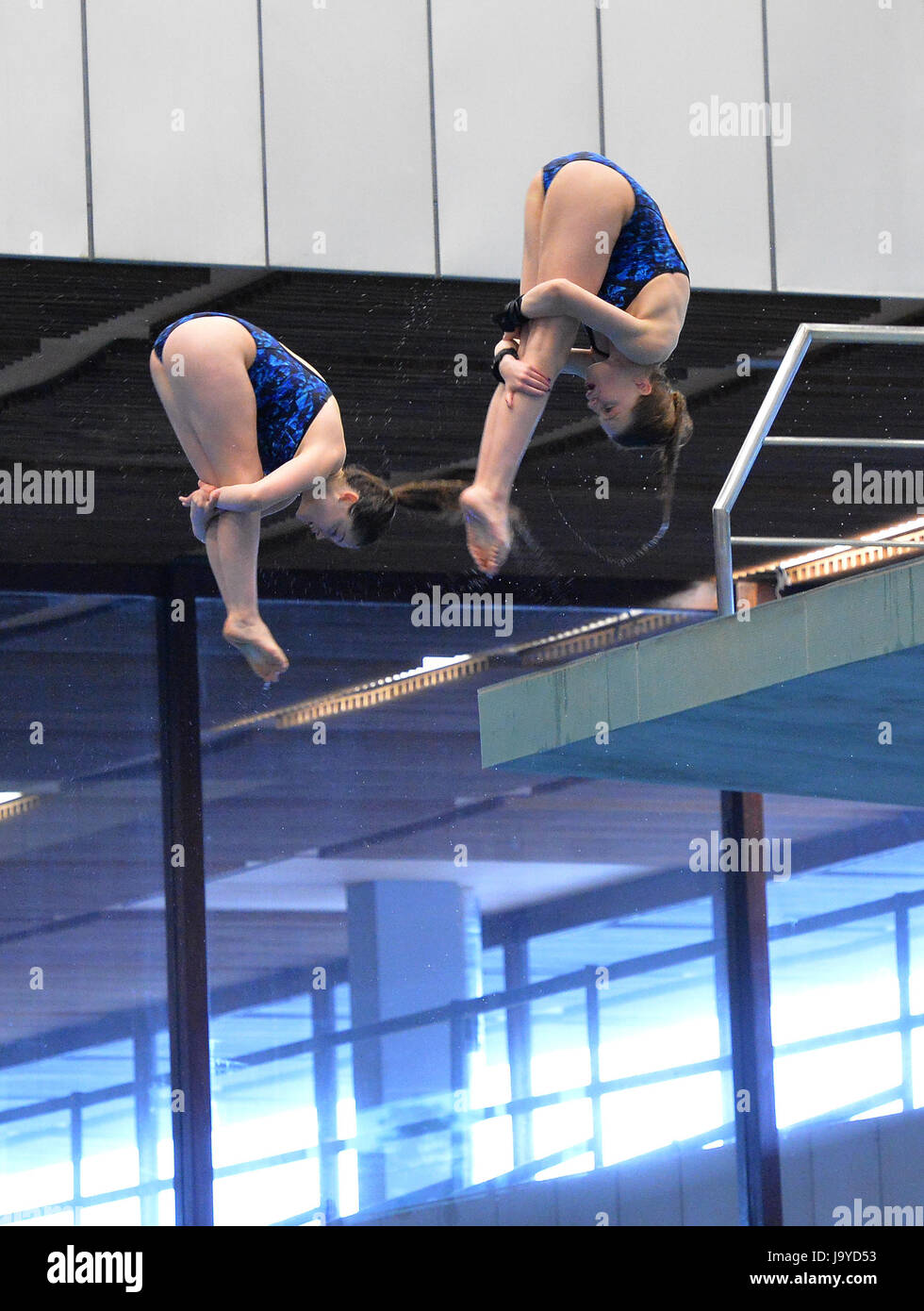Tanya Watson and Lucy Hawkins competing in the women 10m Syncro during ...