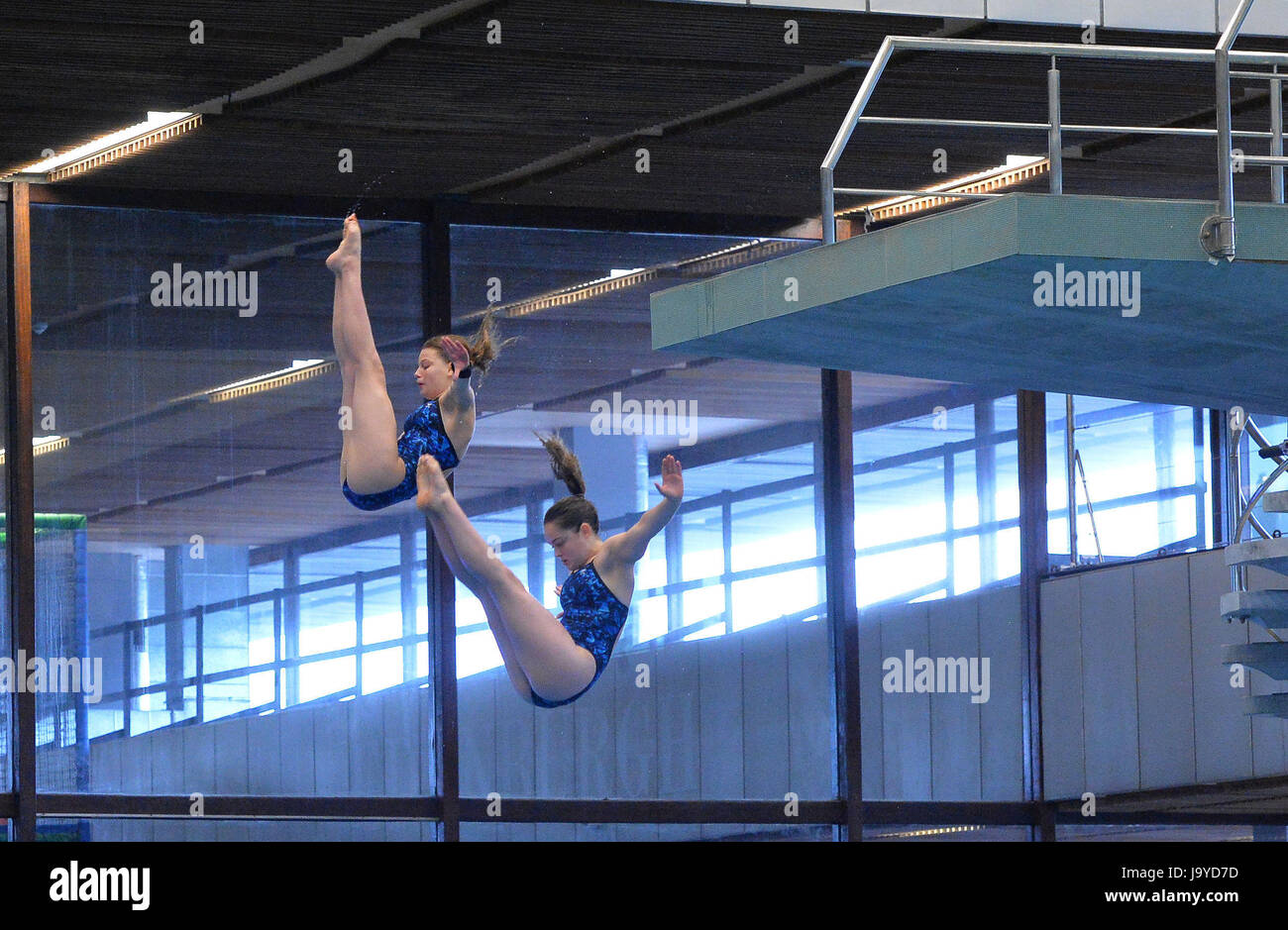 Tanya Watson and Lucy Hawkins competing in the women 10m Syncro during ...