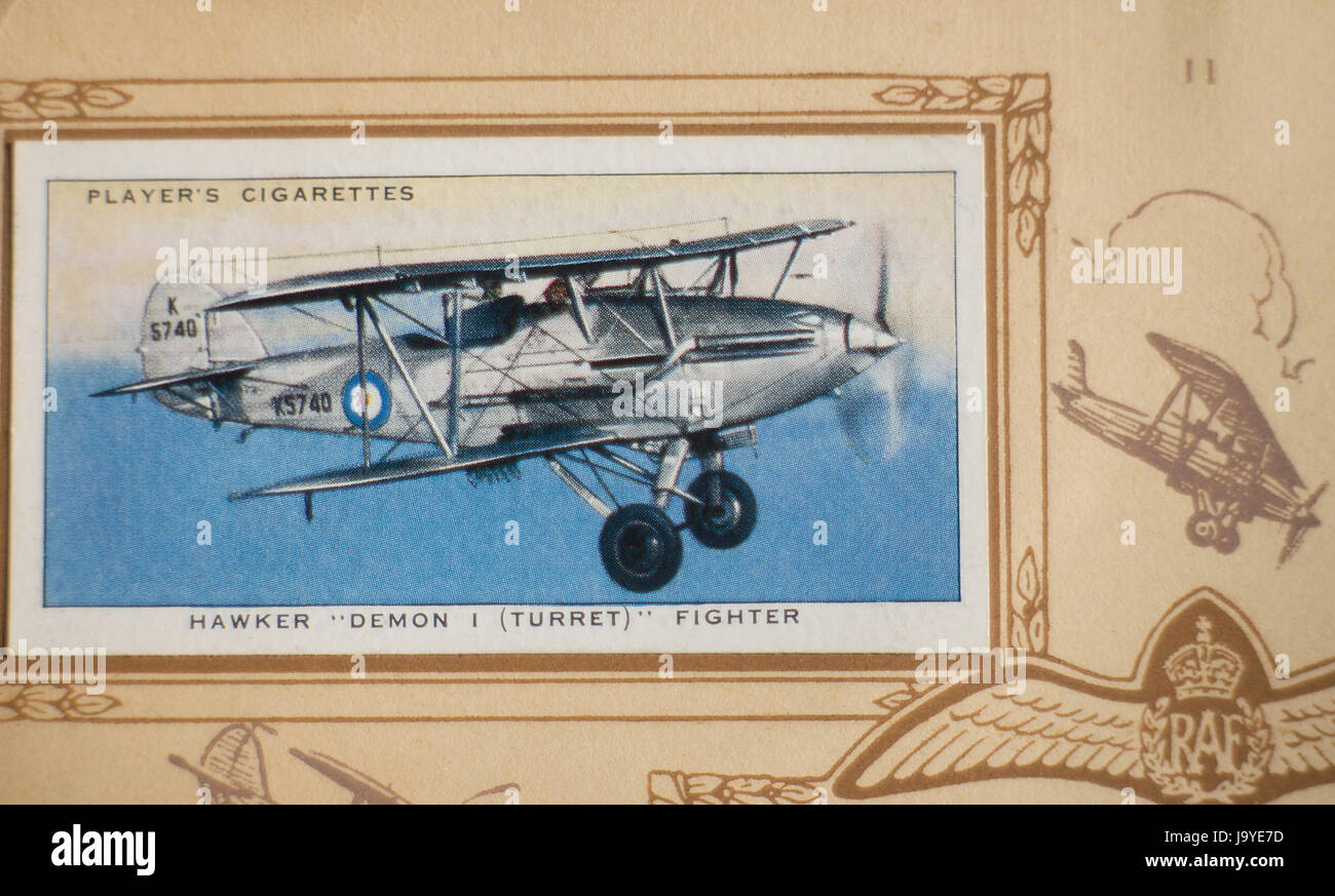 Hawker "Demon 1 "Turret" Fighter cigarette card in Players 1938 ...