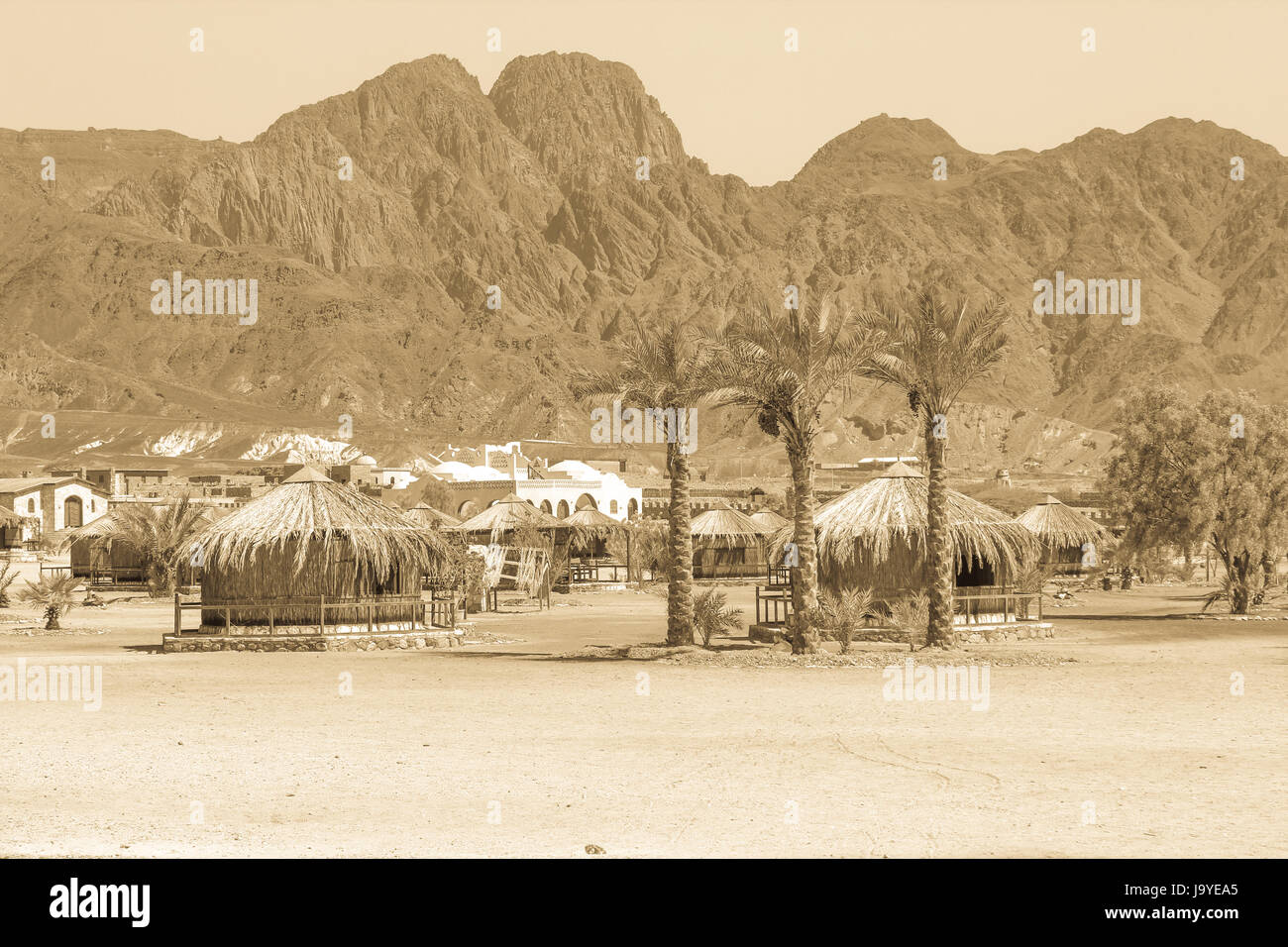 Cottage in a Camp in Sinai, Taba desert with the Background of the Sea ...