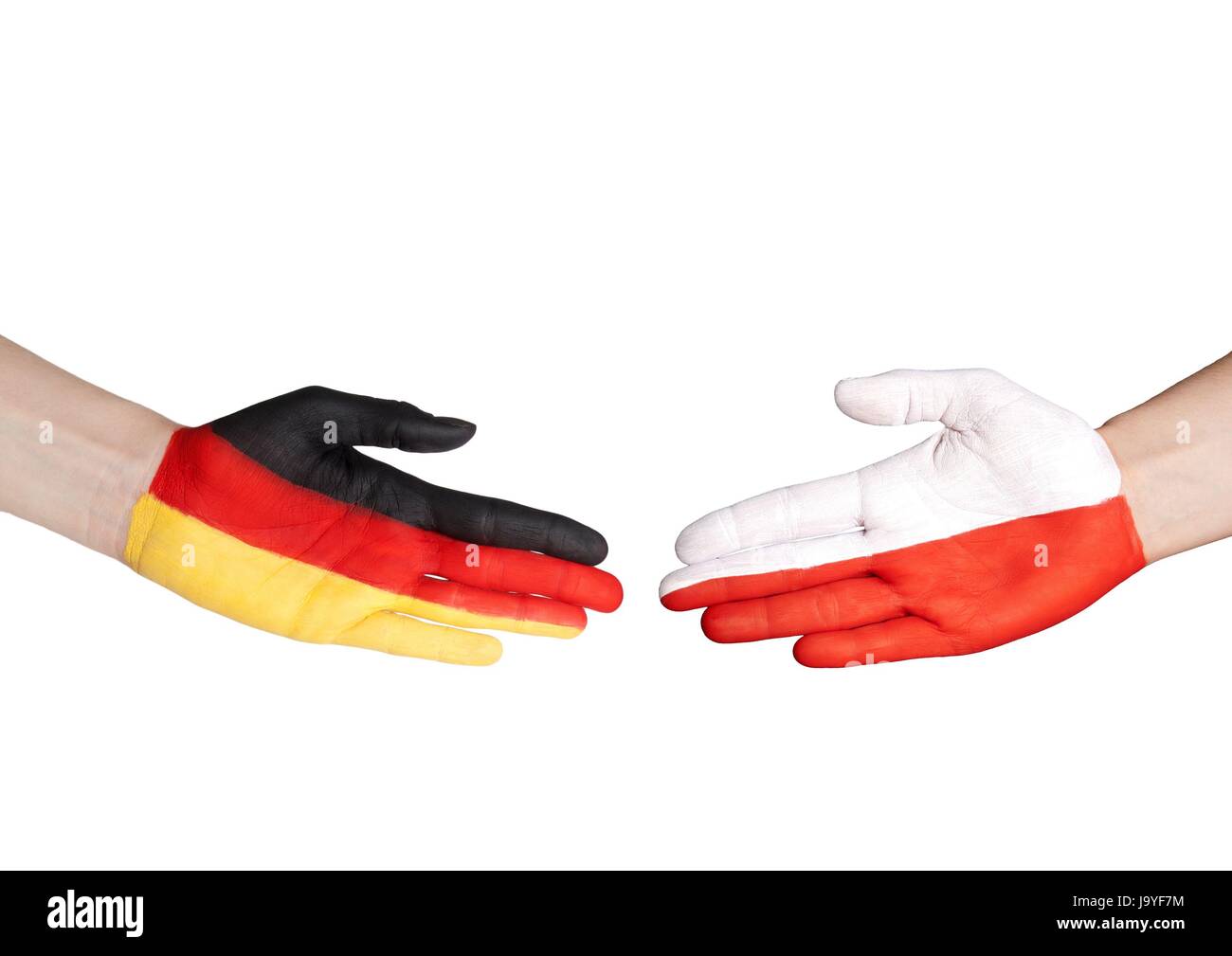two hands with german and polish flag doing a handshake Stock Photo - Alamy