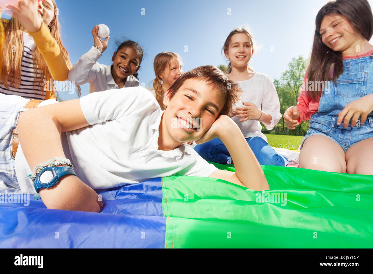 Boy laying on mat hi-res stock photography and images - Alamy