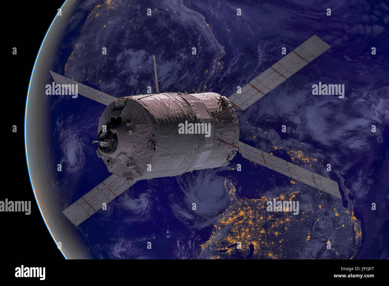 Cargo spacecraft - The Automated Transfer Vehicle over the planet Earth ...