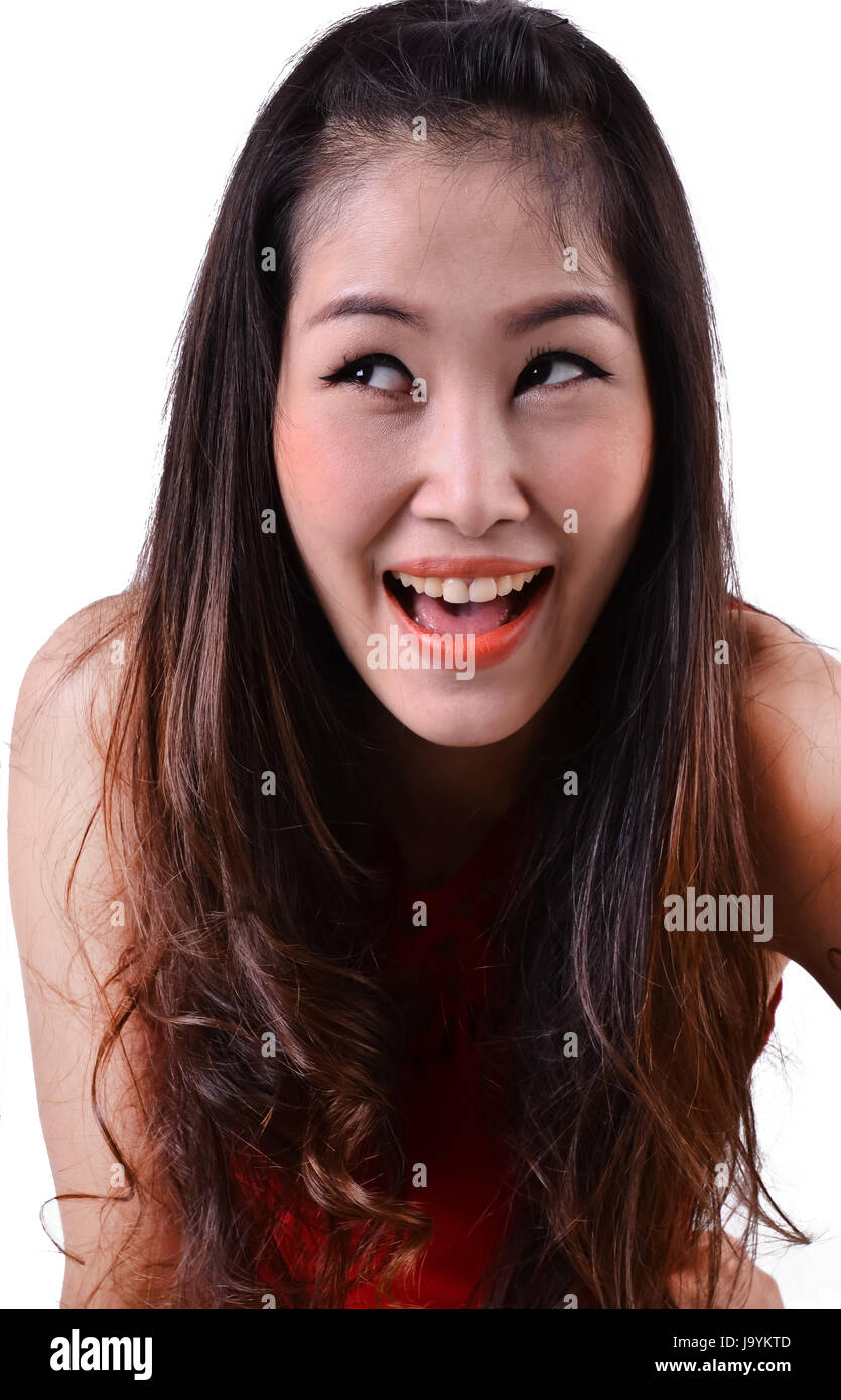 woman, women, isolated, portrait, studio, expression, delighted ...