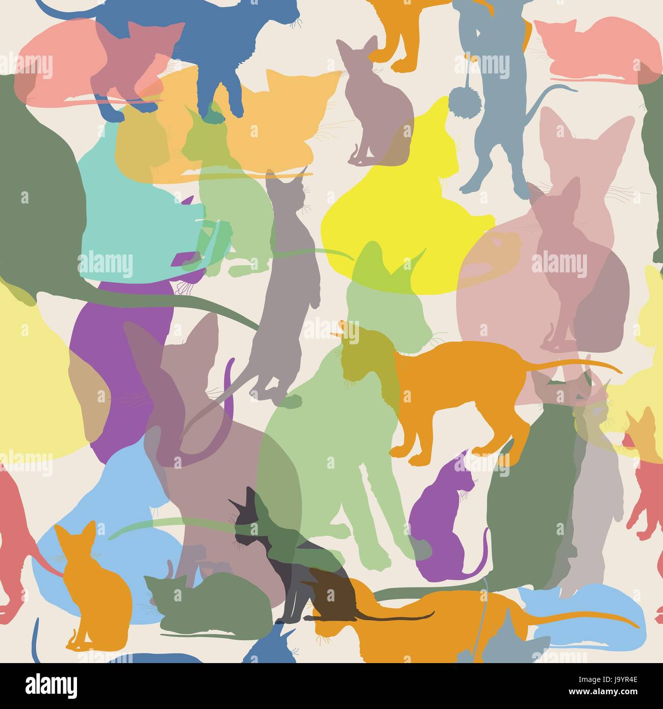 Seamless cat pattern hi-res stock photography and images - Alamy