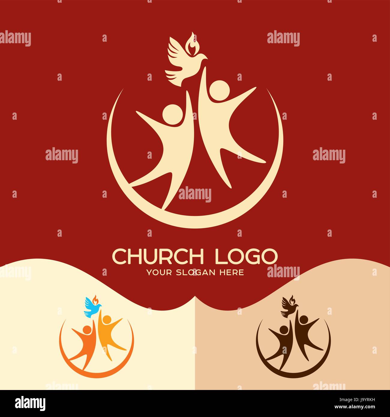 Church logo. Cristian symbols. The Holy Spirit and people Stock Vector ...