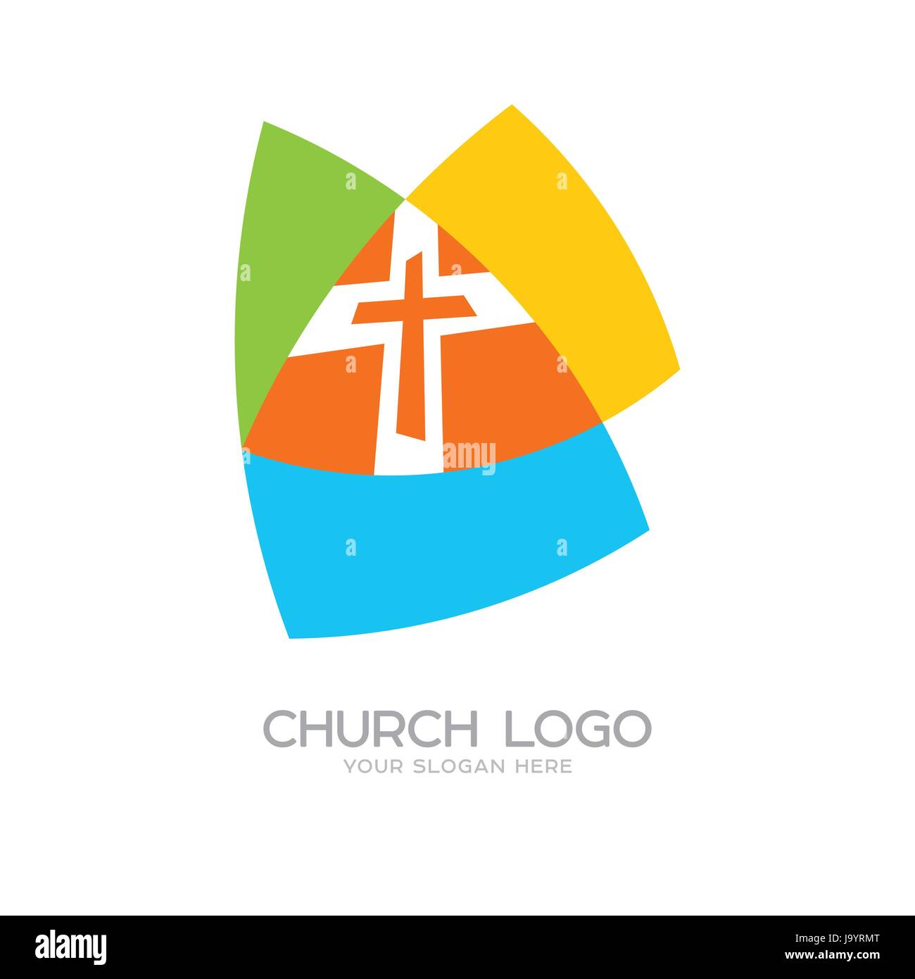 Church logo. Cristian symbols. The cross of Jesus and the colored ...