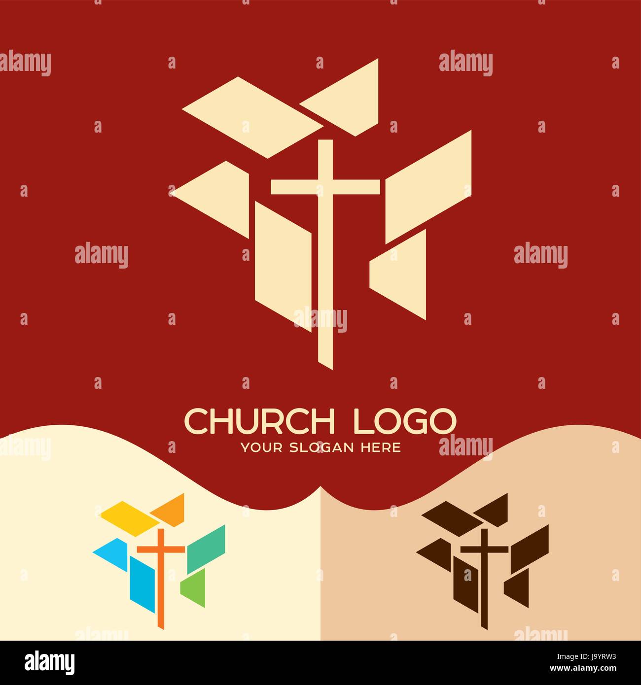 Church logo. Cristian symbols. Cross of the Lord and Savior Jesus ...