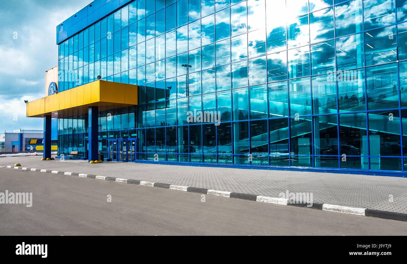 Skyscraper windows with reflection of the sky. Modern buildings Stock ...