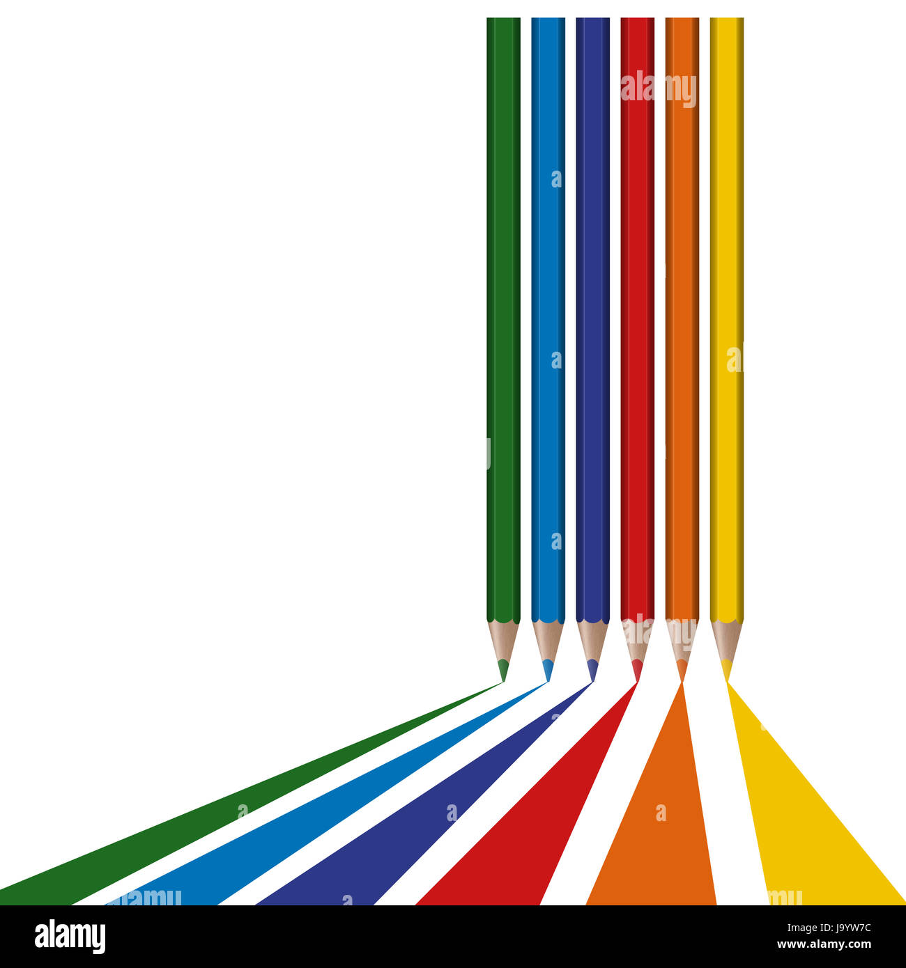 6 colored pencils draw lines Stock Photo - Alamy