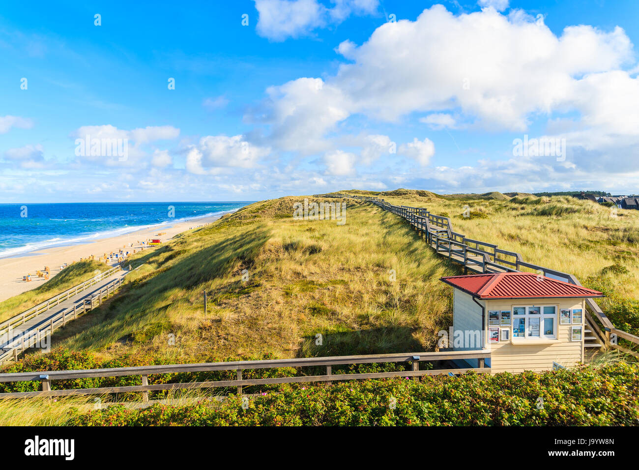SYLT ISLAND, GERMANY - SEP 11, 2016: Coastal walkway along Wenningstedt ...