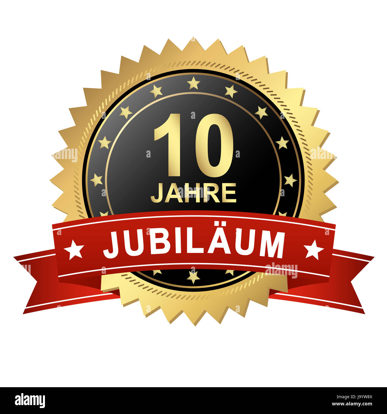 button with banner - jubilee 10 years Stock Photo - Alamy
