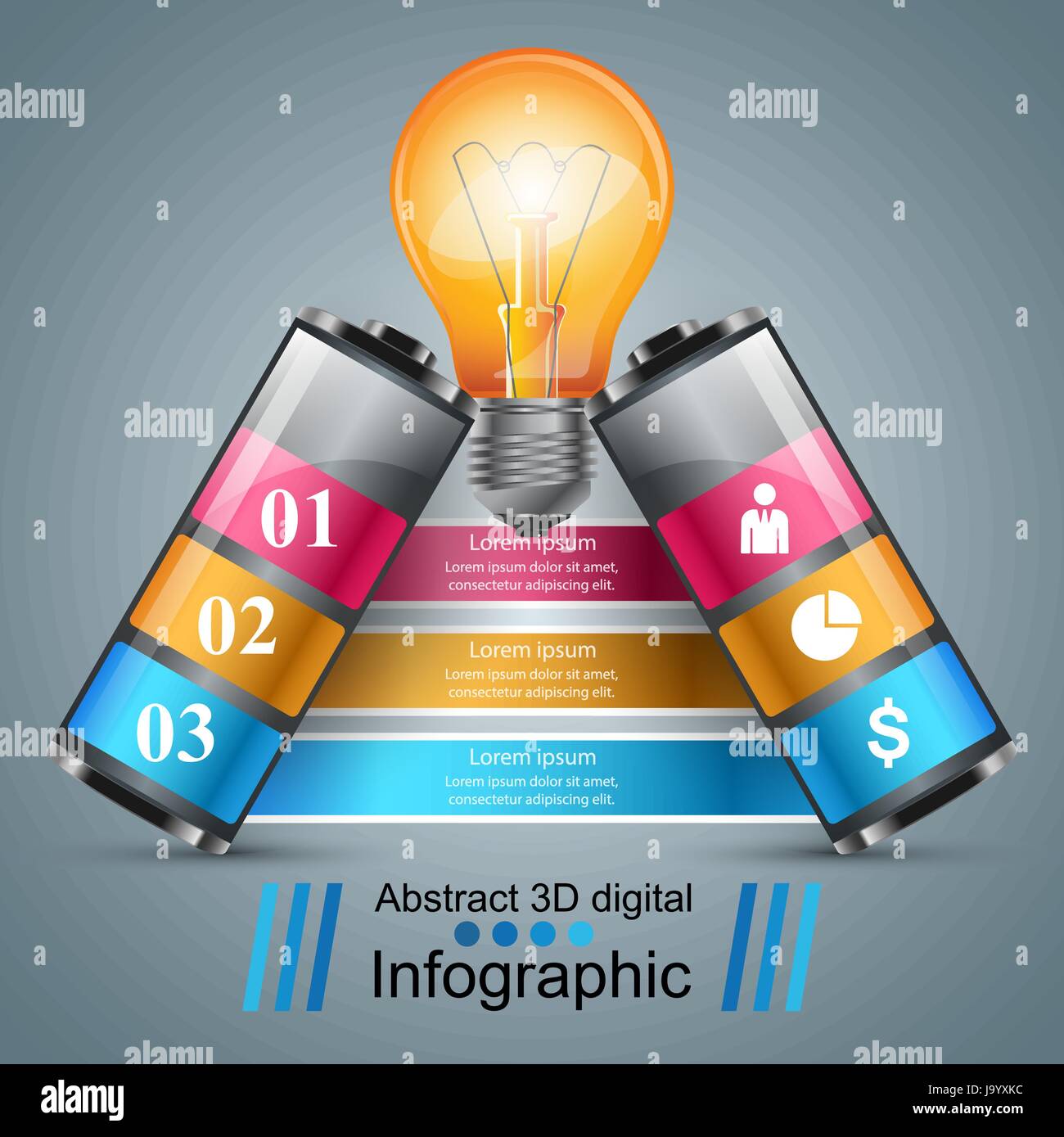 Infographic design. Bulb, Battery icon Stock Vector Image & Art - Alamy