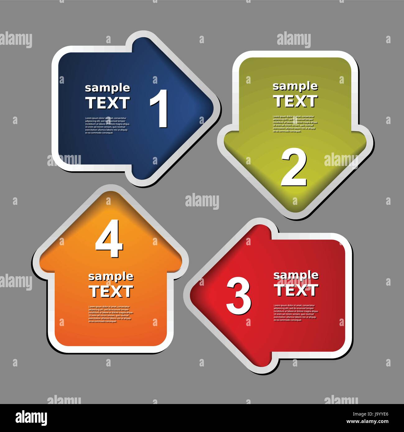 Set of Colorful Numbered Next Step Arrow Box Designs - Illustration in ...