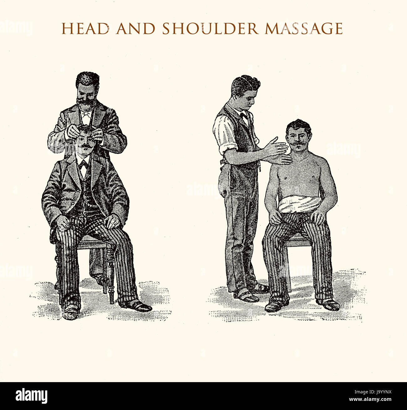 Head and shoulder massage, vintage illustration Stock Photo - Alamy