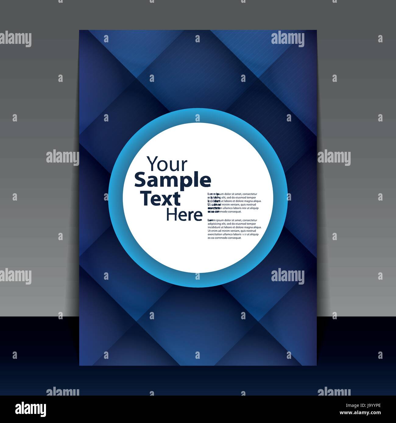 Blue Brochure, Flyer or Book Cover Template with Circular Label and Abstract Tiled Design in ...