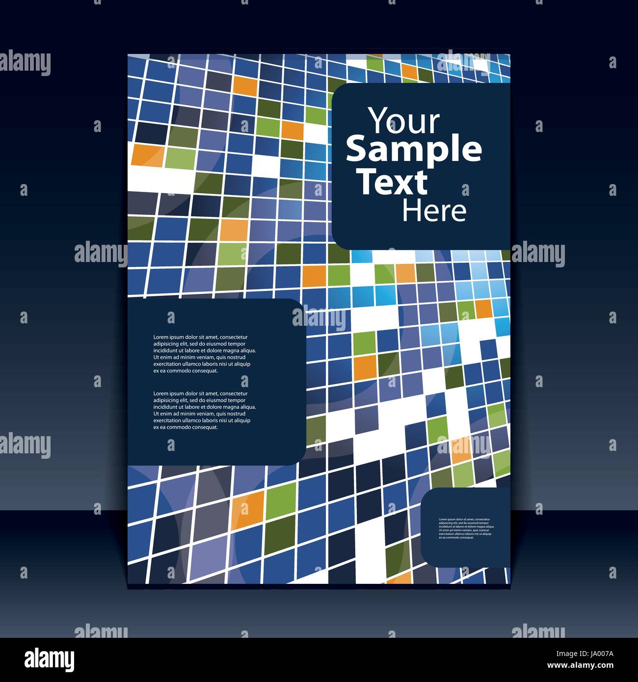 Colorful Tiled Transparent 3D Tiled Business Flyer or Cover Design with ...