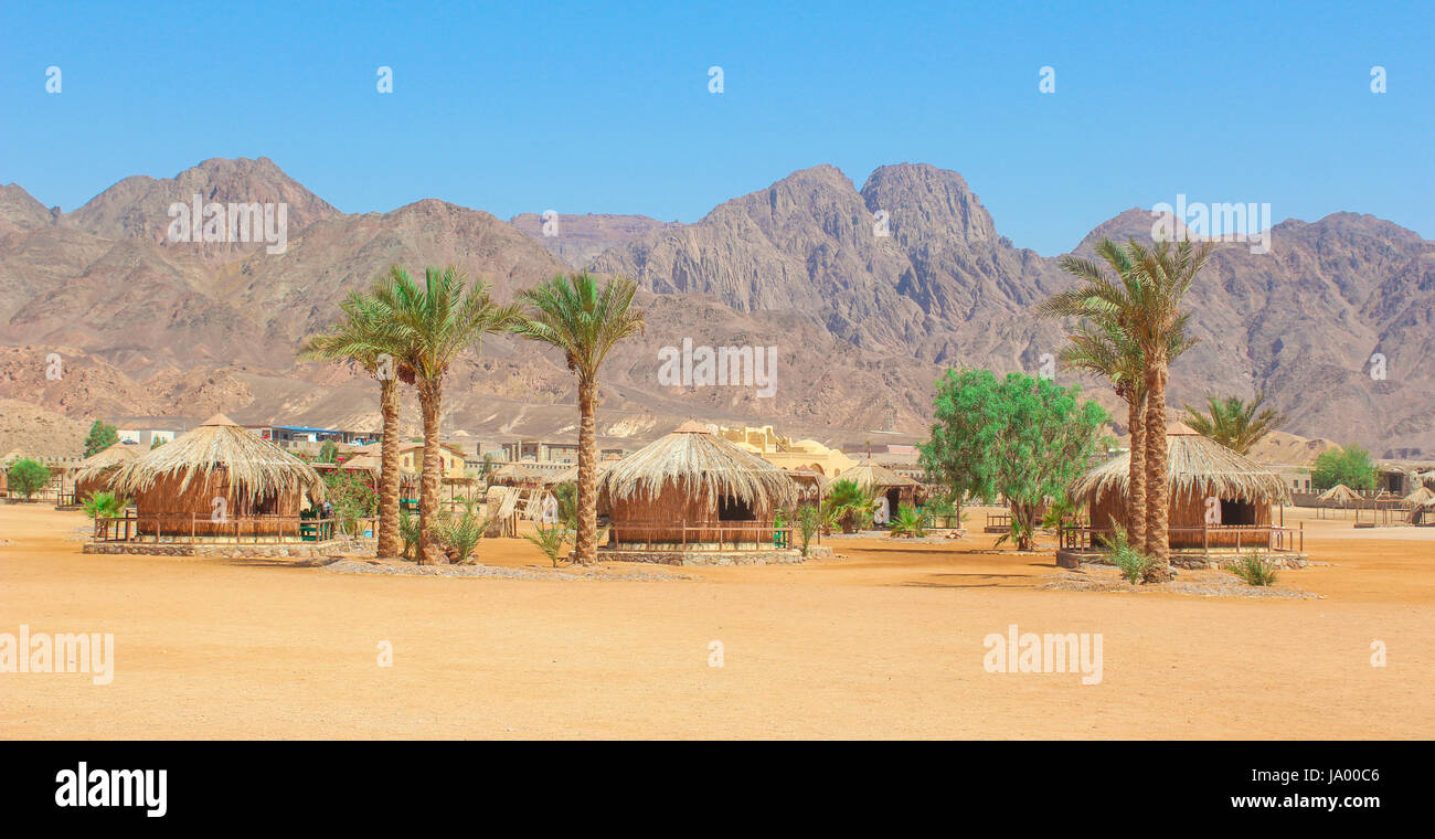 Cottage in a Camp in Sinai, Taba desert with the Background of the Sea ...