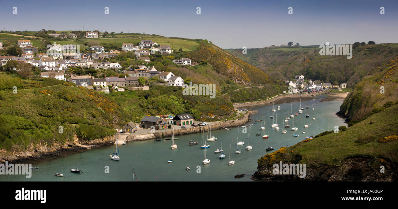 UK, Wales, Pembrokeshire, Solva, boats moored in sheltered waters of ...