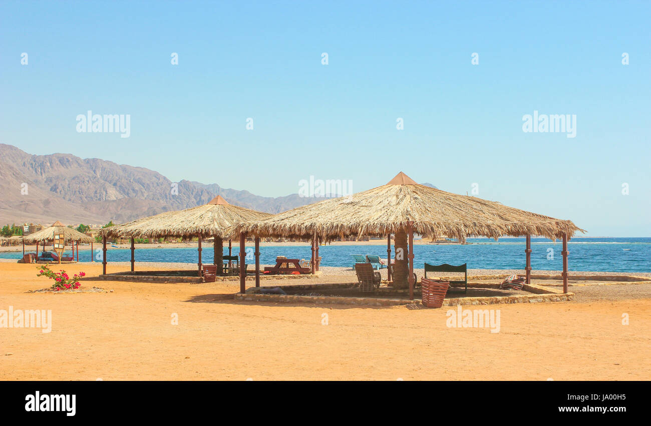 Cottage in a Camp in Sinai, Taba desert with the Background of the Sea ...