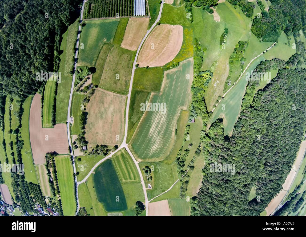 Aerial photo of the landscape of the franconian suisse near the village ...