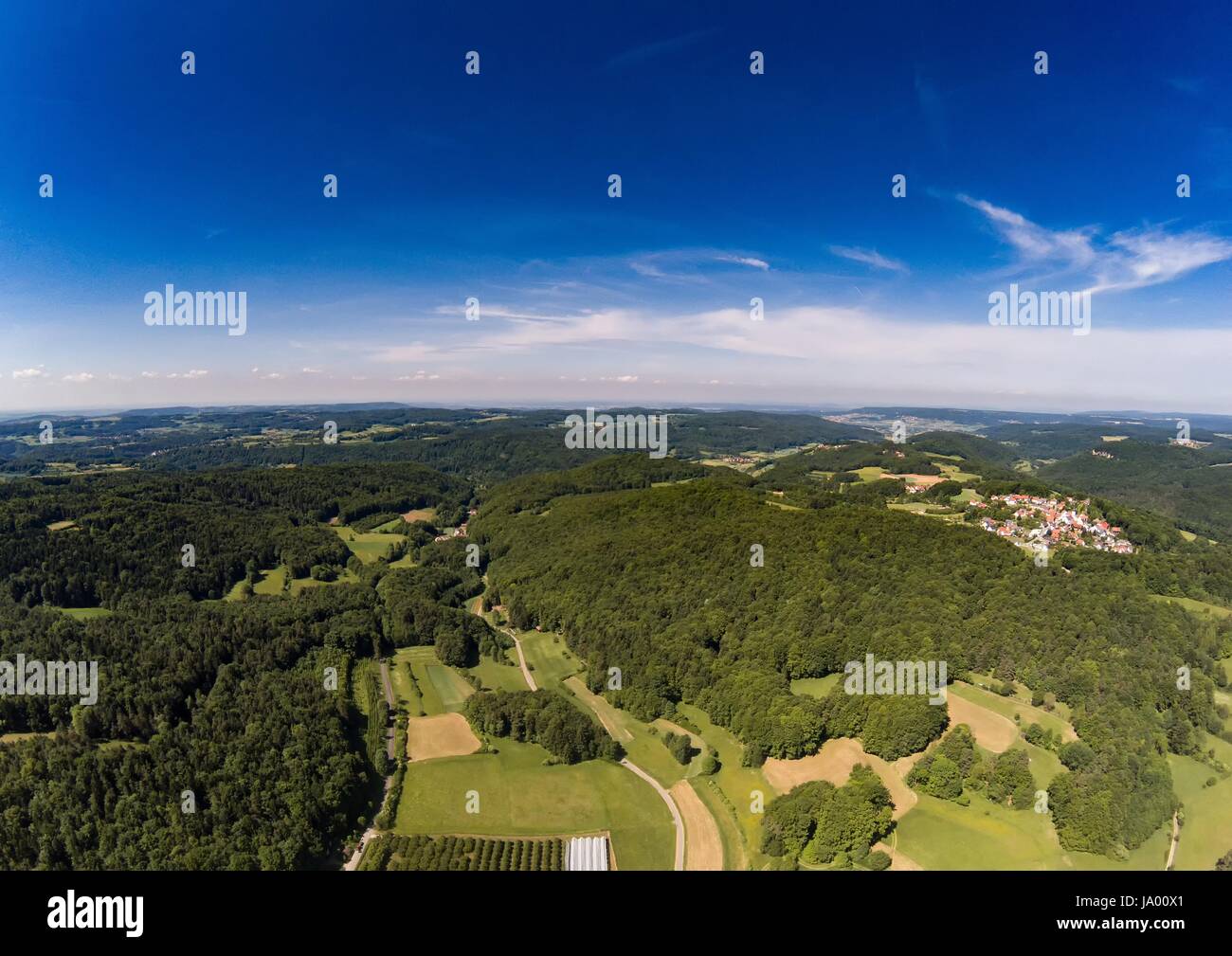 Aerial photo of the landscape of the franconian suisse near the village ...
