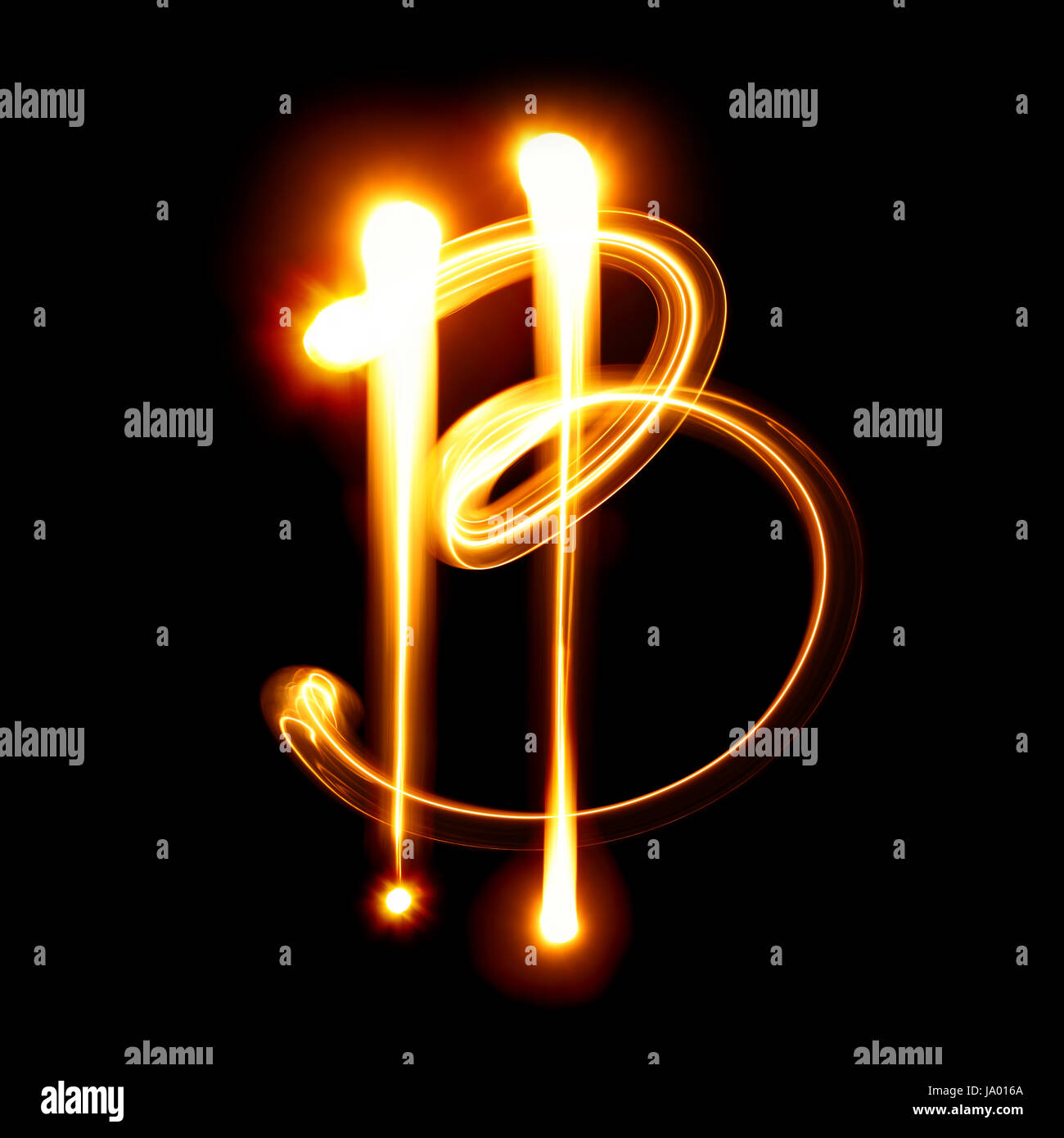 Bitcoin sign over black background. Light drawing Stock Photo - Alamy